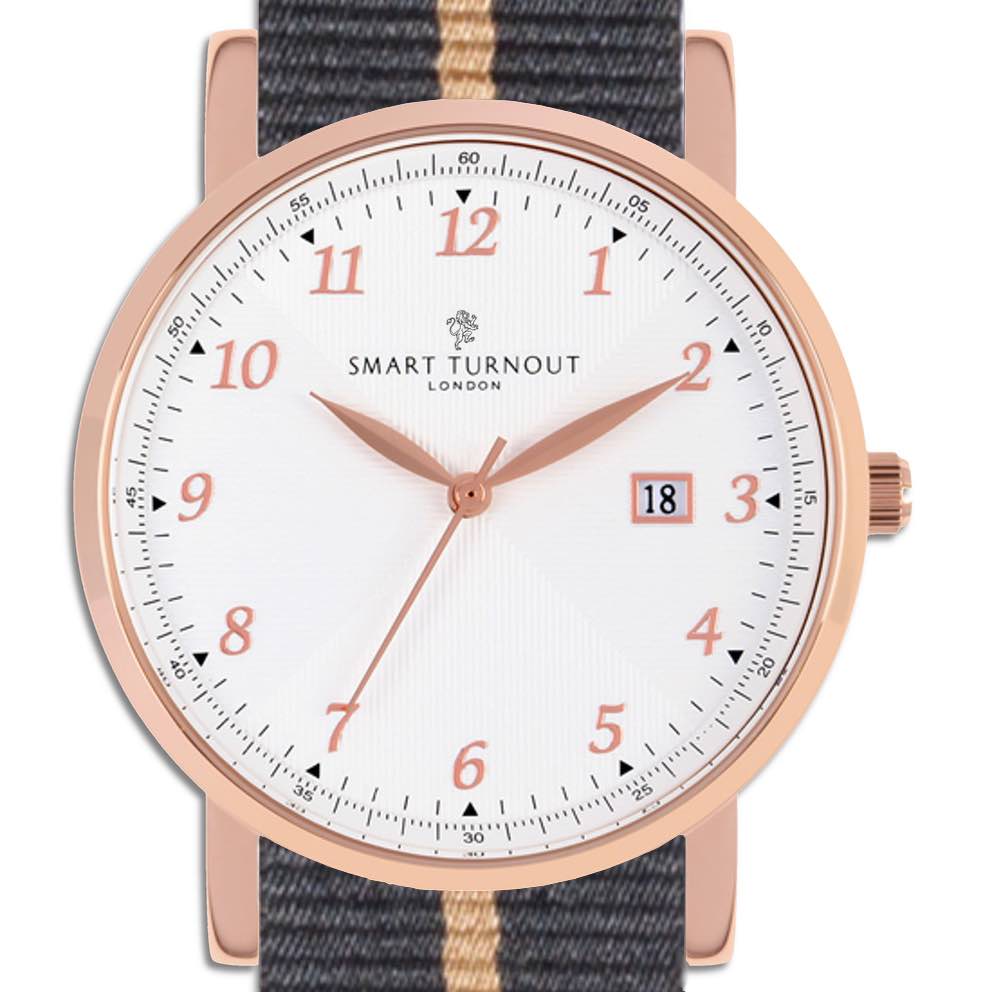 Savant Watch White (Rose Gold), The Buffs NATO Watch Strap – Smart Turnout