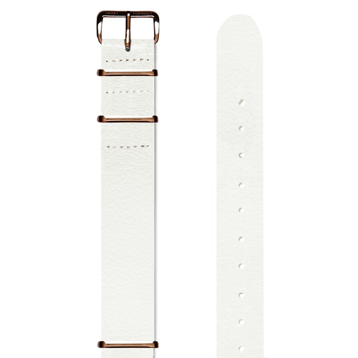 Cream White Embossed Leather 18mm Watch Strap (Rose Gold Fittings ...