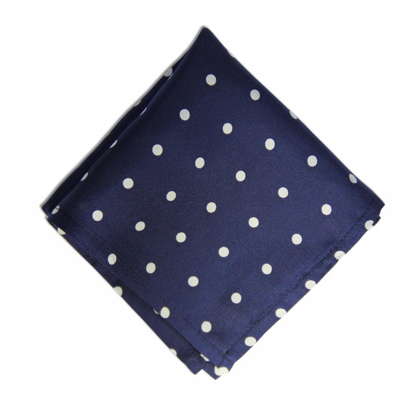 Midnight Blue and White Polka Dot Silk Pocket Square – Smart Turnout