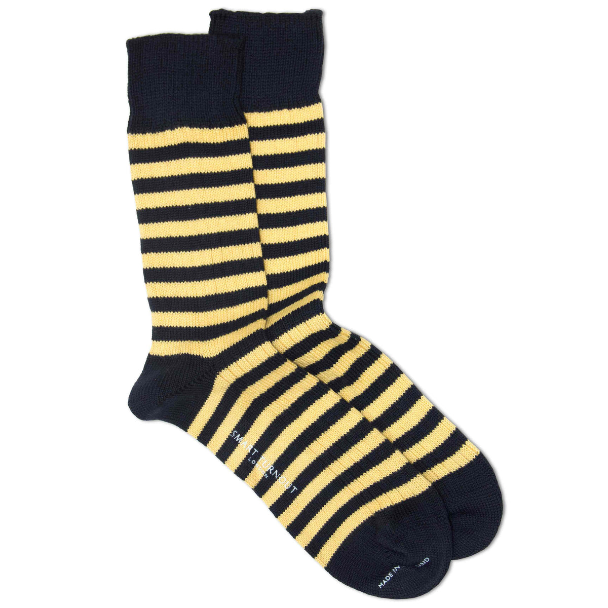 Navy Blue and Yellow Striped Socks – Smart Turnout