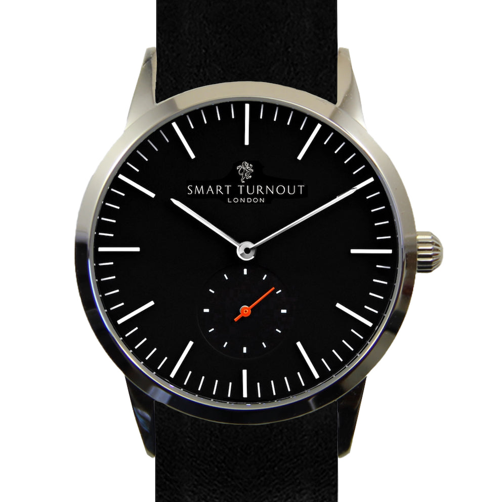 Signature Watch Black (Silver), Black Leather NATO Watch Strap – Smart ...