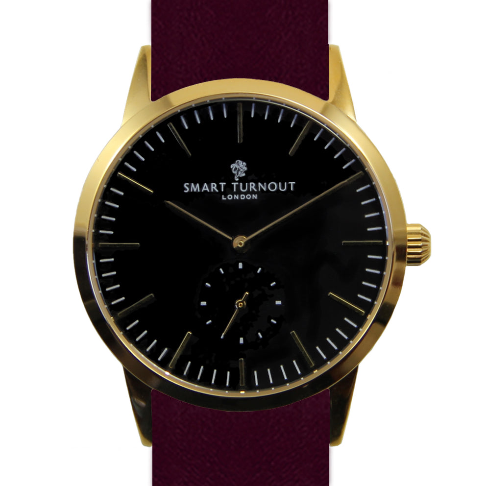 Signature Watch Black (Gold), Burgundy Leather NATO Watch Strap – Smart ...
