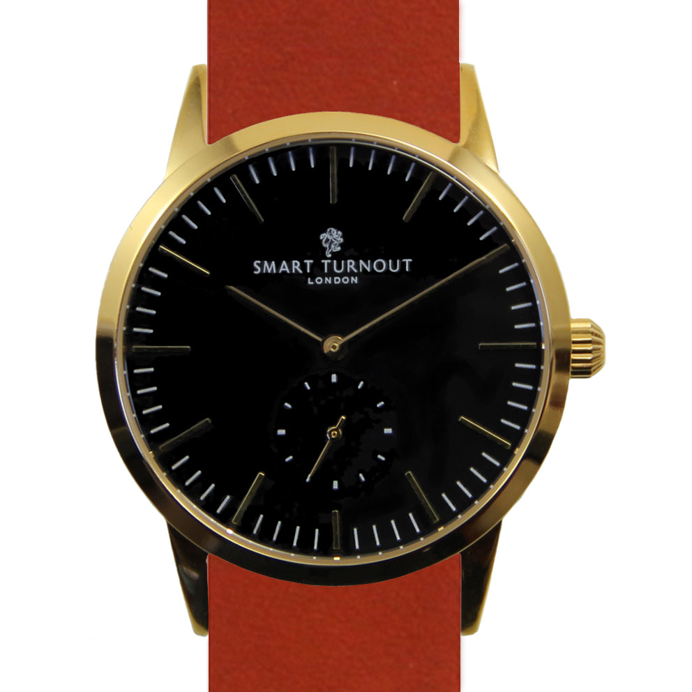 Signature Watch Black (Gold), Burnt Orange Leather NATO Watch Strap ...