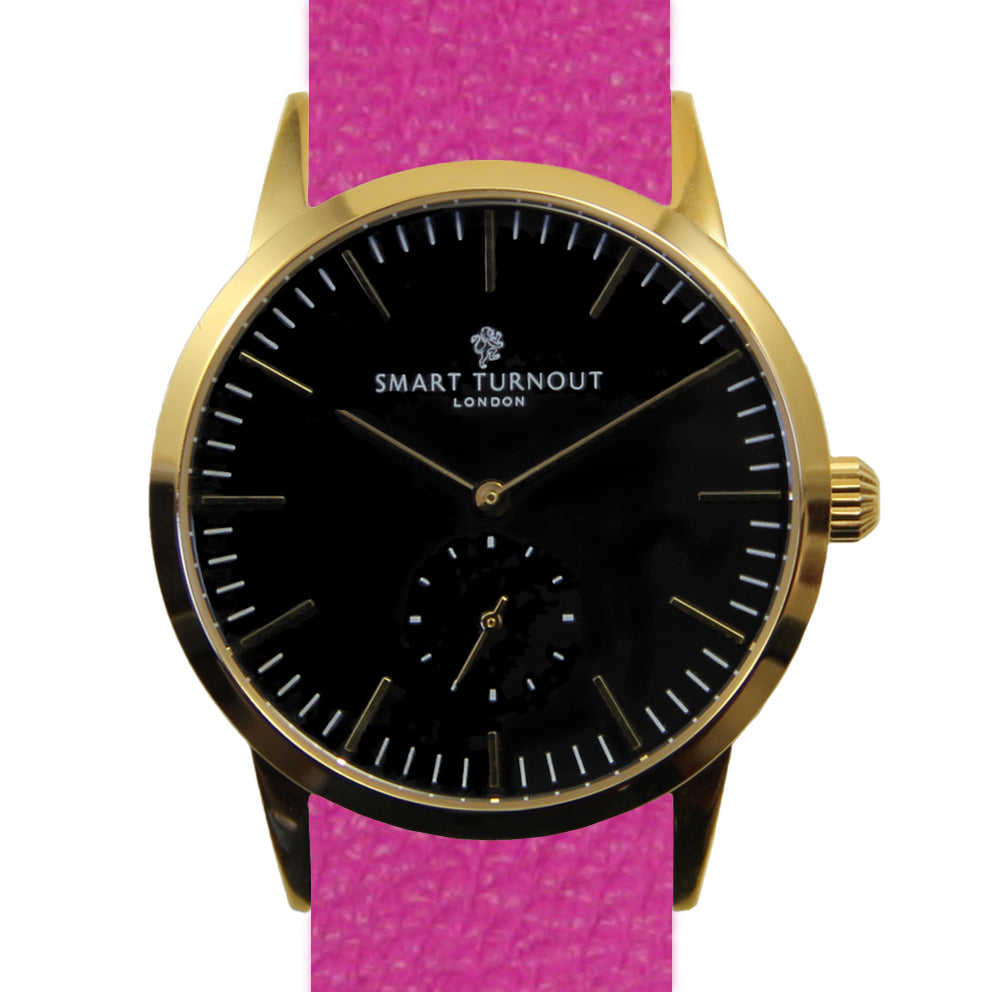 Signature Watch Black (Gold), Royal Pink Embossed Leather NATO Watch S ...