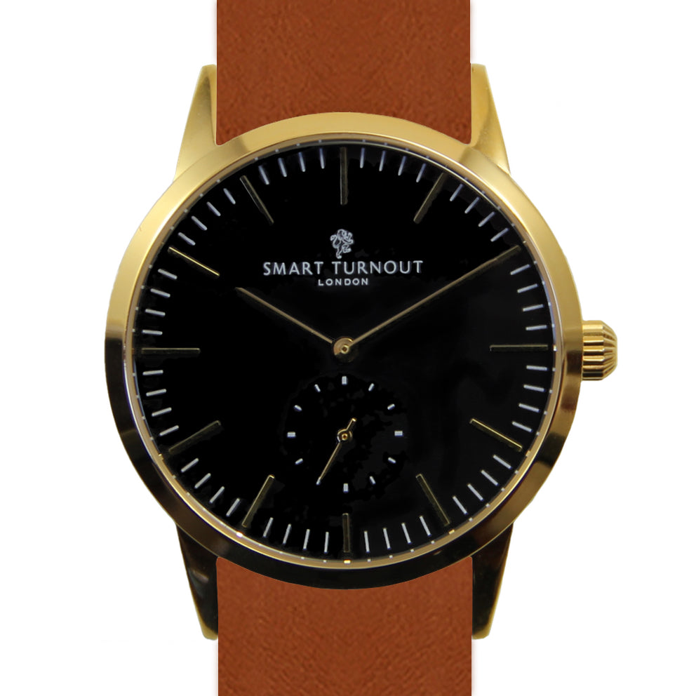 Signature Watch Black (Gold), Tan Leather NATO Watch Strap – Smart Turnout