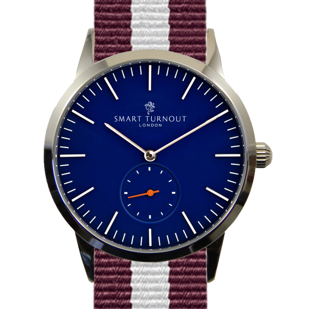Signature Watch Blue (Silver), Crimson and White Striped NATO Watch St ...
