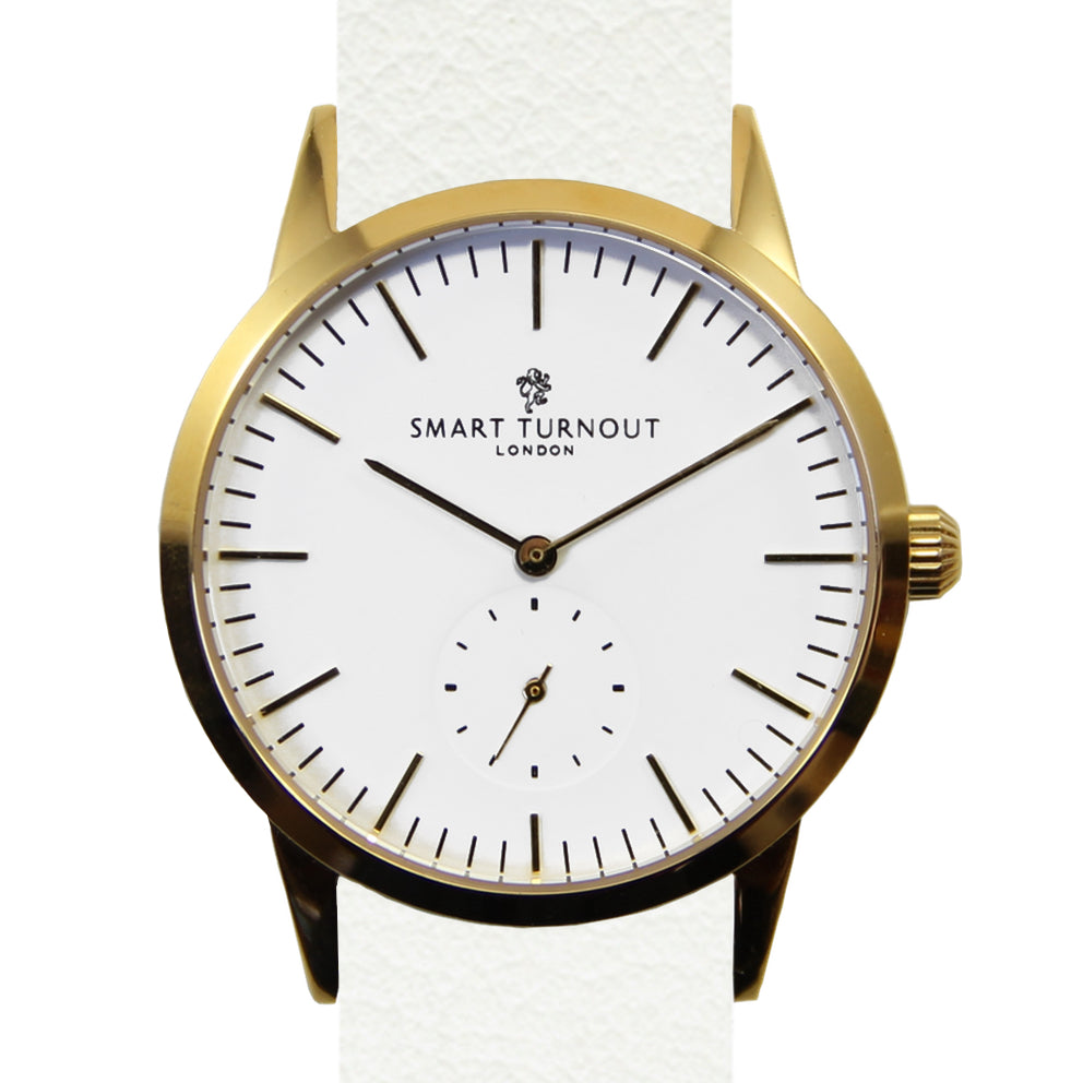 Signature Watch White (Gold), Cream White Embossed Leather NATO Watch ...