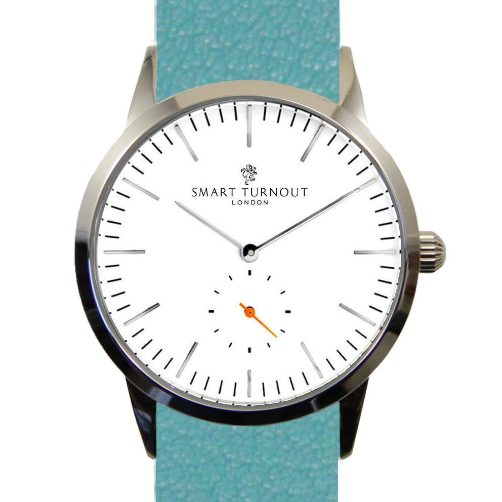 Signature Watch White (Silver), Aqua Blue Embossed Leather NATO Watch ...